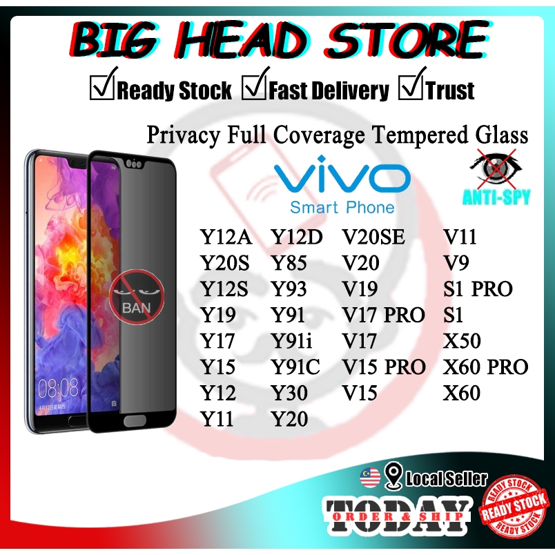 Vivo V60/Y29s/Y29t/V50/Y04/Y29/Y39/Y19s Pro/V40 lite/Y28s/Y18/Y17 Anti Spy Privacy Tempered ...