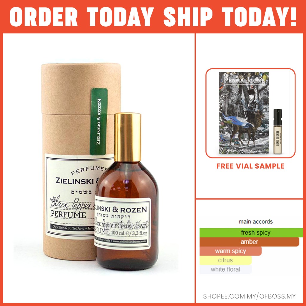 ZIELINSKI & ROZEN BLACK PEPPER & AMBER, NEROLI 100ML EAU DE PARFUM EDP ...
