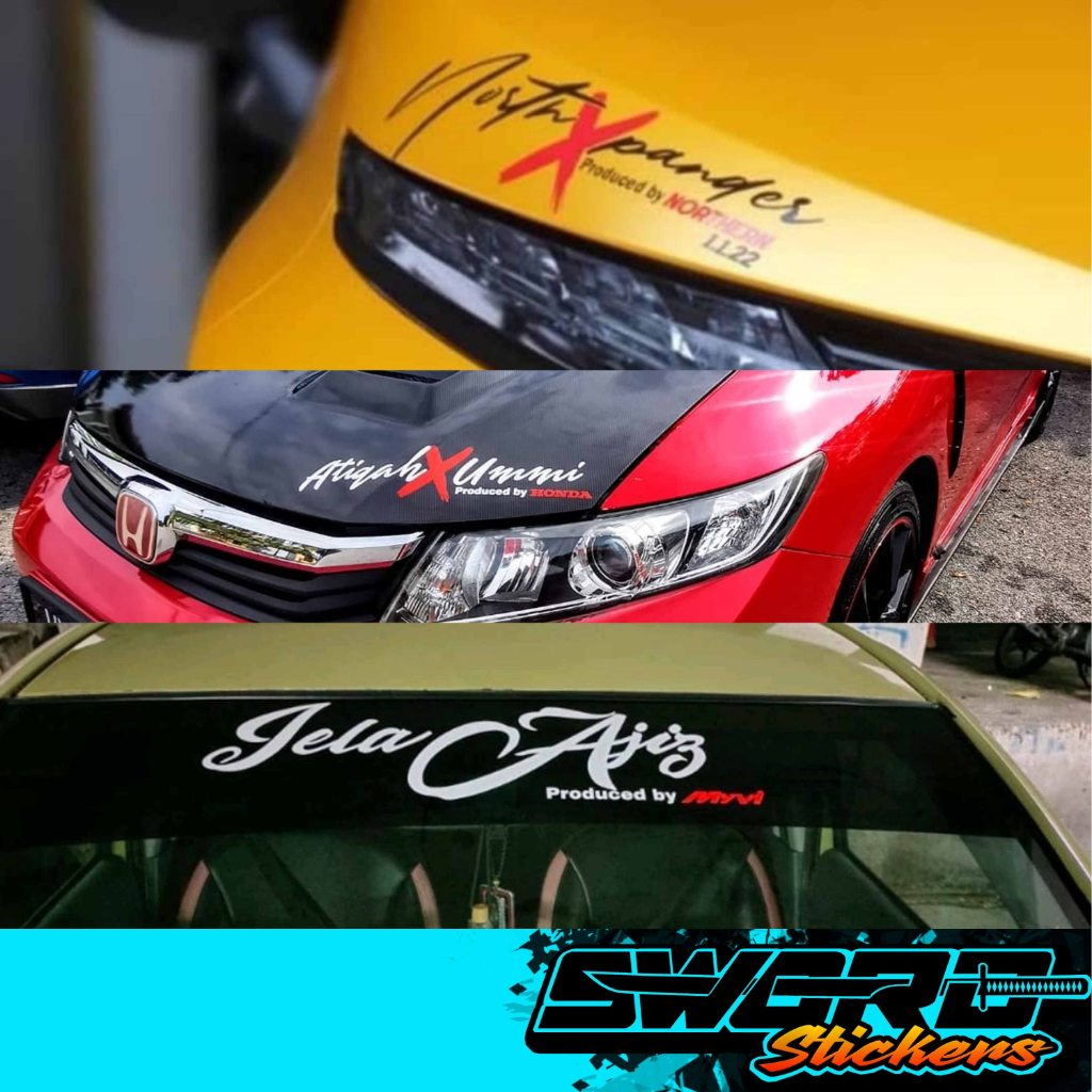 STIKER NAMA UNTUK BONET KERETA DAN WILDSCREEN / CUSTOM STICKER VINYL ...
