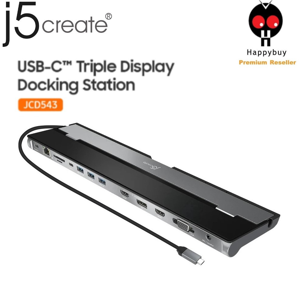 J5Create JCD543 USB-C Type-C Triple Display (HDMI/DP/VGA/Gigabit ...