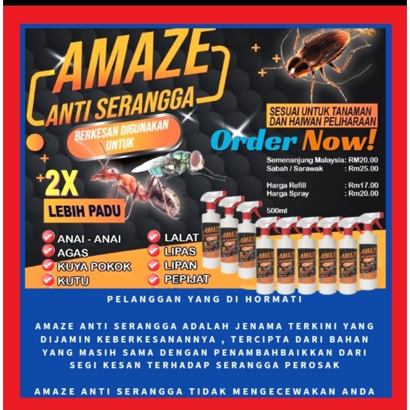 AMAZE ANTI SERANGGA SPRAY 100% ORGANIK DIJAMIN 2X LEBIH BERKESAN ...