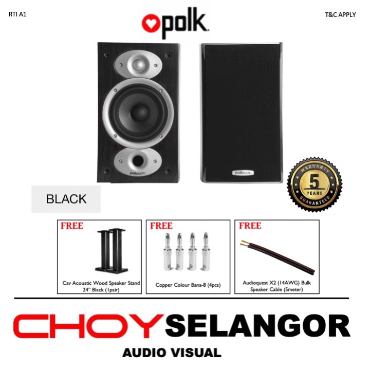 Polk Audio RTI A1 Bookshelf Speakers – Pair (Black) | Shopee Malaysia