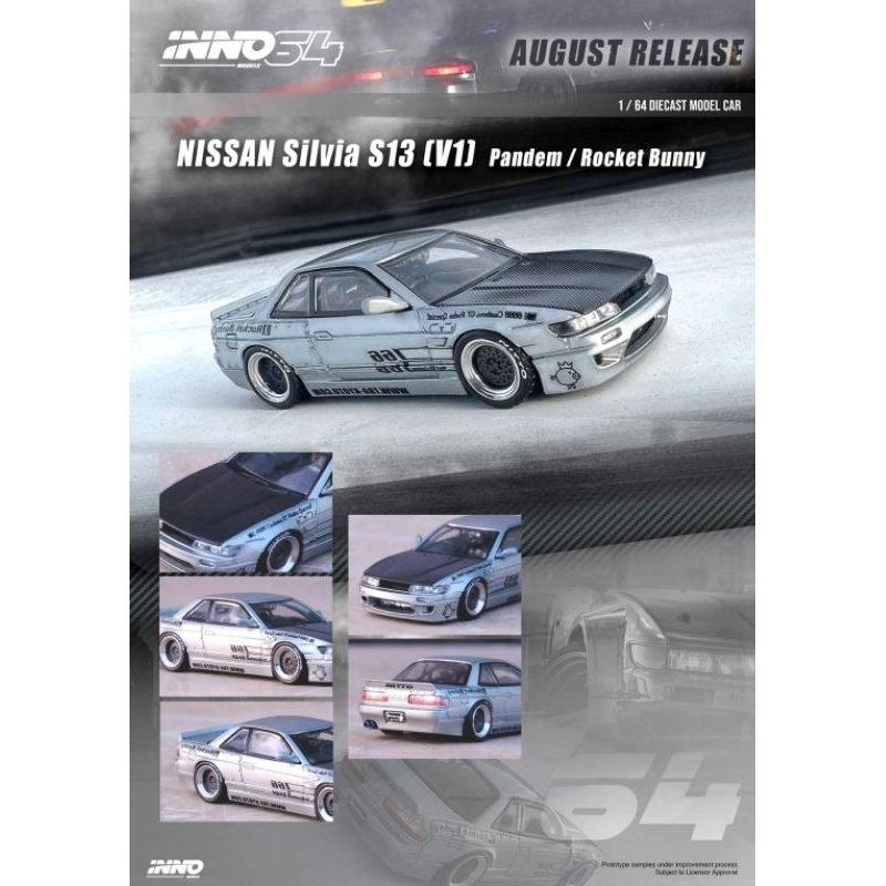 1/64 Inno Nissan Silvia S13 Pandem Rocket Bunny V1 (Silver) Static ...