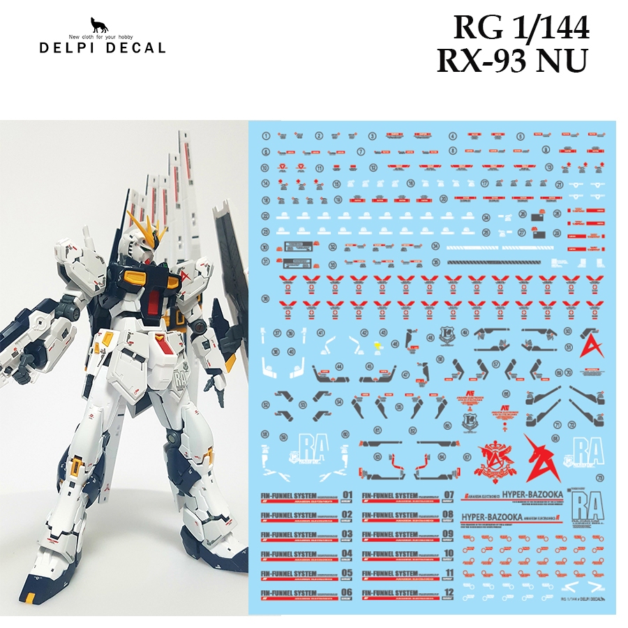 [DELPI DECAL] 12 [1] RG 1/144 RX 93 NU GUNDAM WATER SLIDE DECAL ...