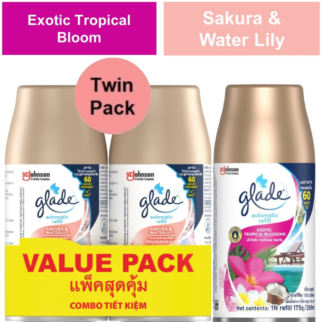 Glade Automatic Spray Refill Sakura & Waterlily /Tropical Blossoms Twin ...