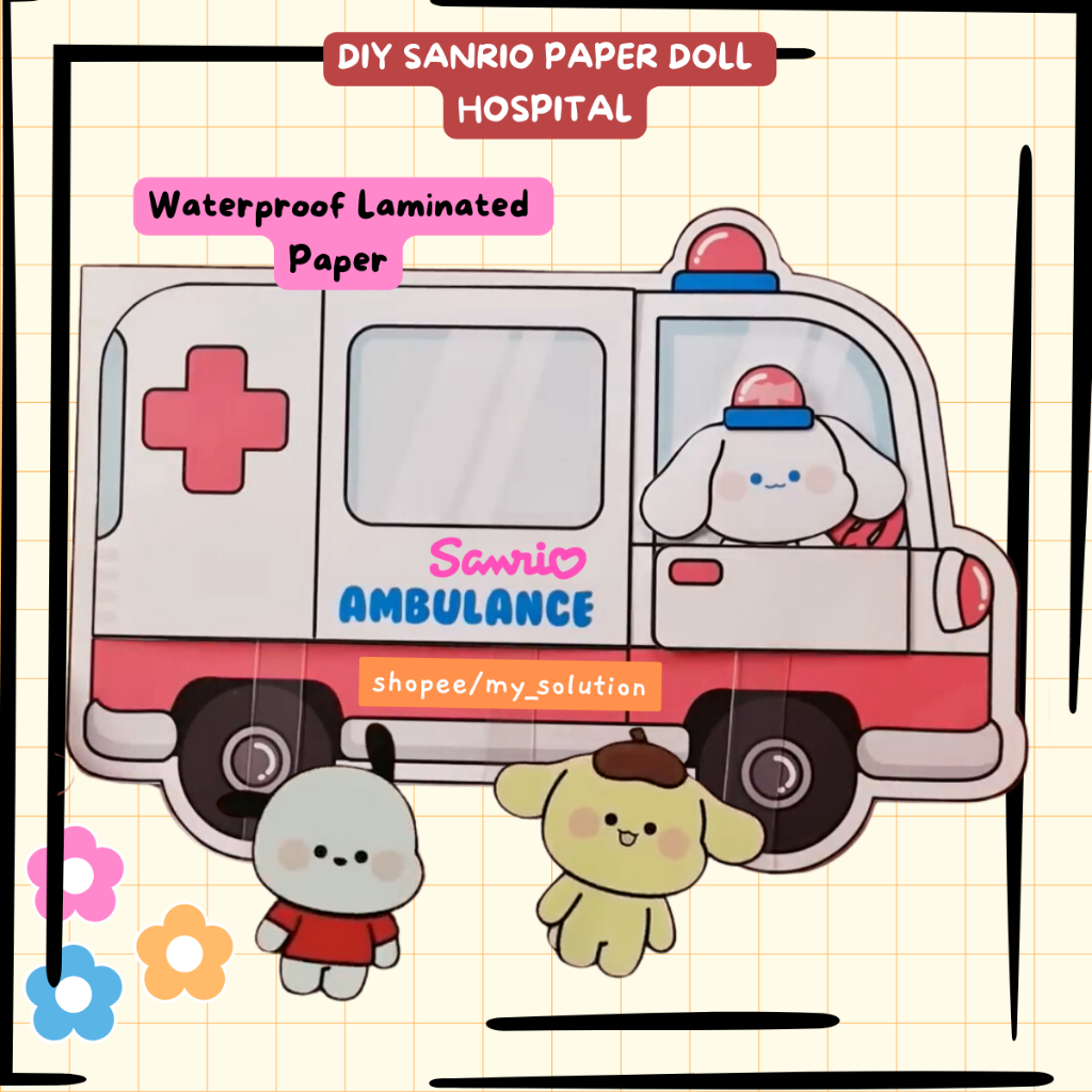 Sanrio Paper Doll House Book Sanrio Hospital Paperdoll DIY Paper Book ...