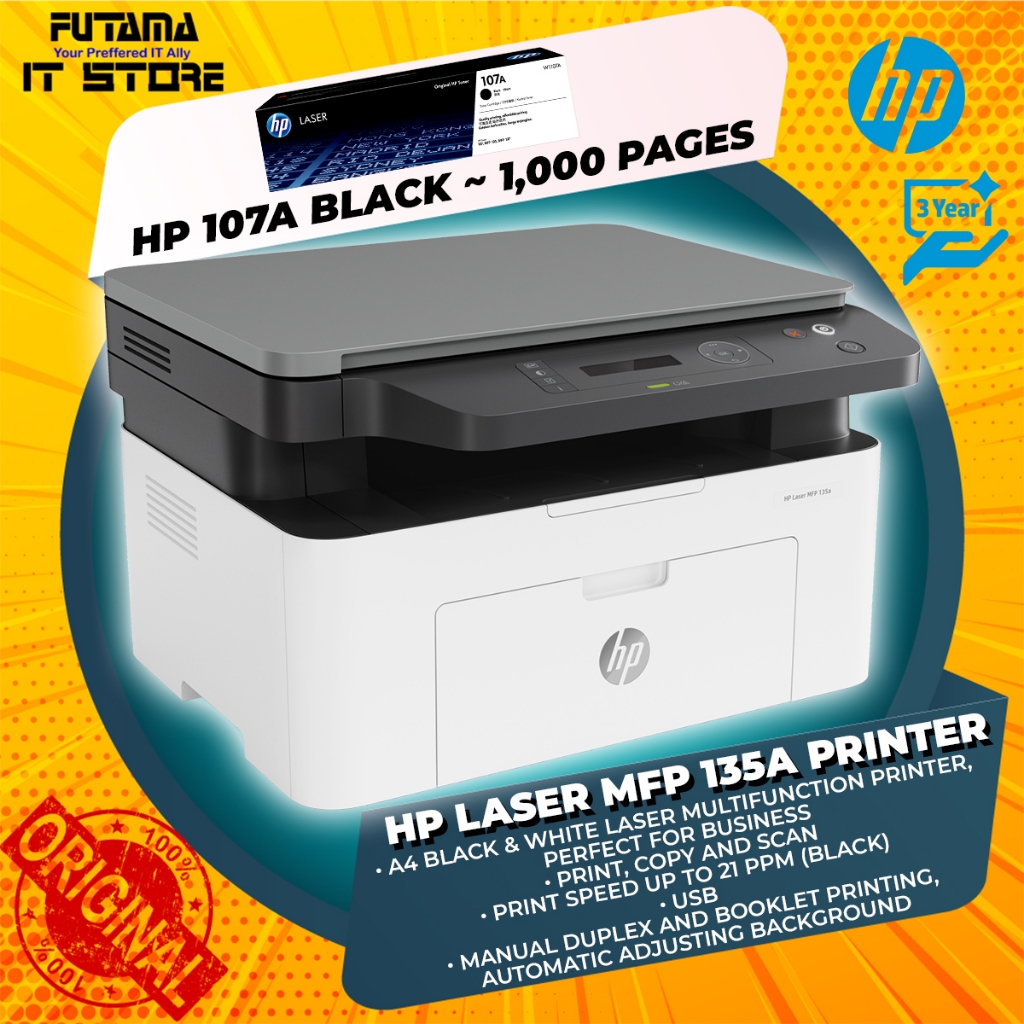 HP Laser MFP 135a Printer - Cartridge yield: 107A (Black 1,000pgs ...