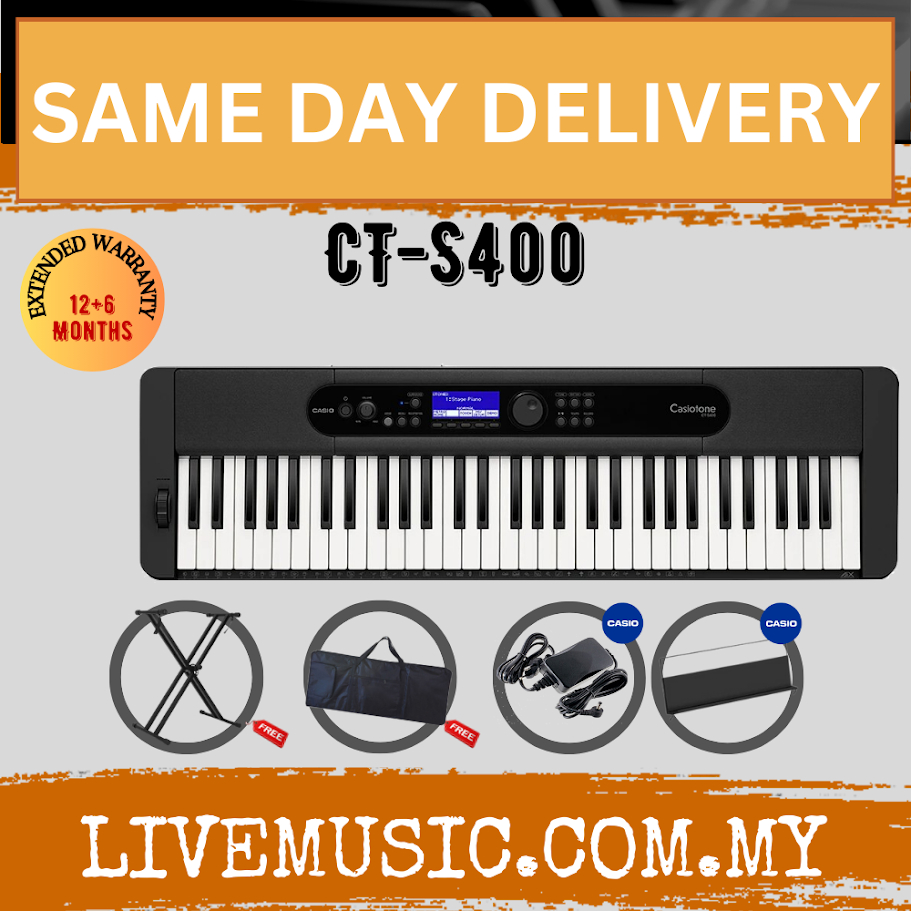 Casio CT-S400 61-key Ultra-Portable Arranger Keyboard w/Keyboard Stand - Black ( CTS400 / CT ...