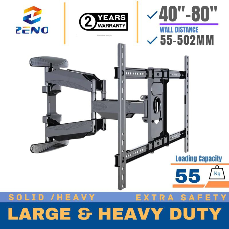 ZENO P700 HEAVY DUTY 40"-85" Adjustable Double Arms Swivel TV Wall ...