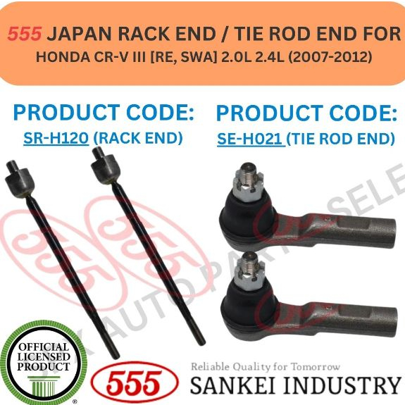 555 GENUINE JAPAN TIE ROD END / RACK END FOR HONDA CRV [RE, SWA] 2.0L 2 ...