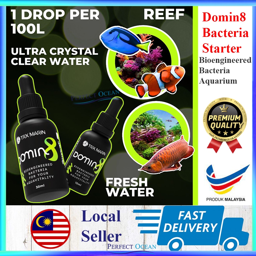 Domin8 Bacteria Starter Aquarium Clear Water Penjernih Air Concentrated ...