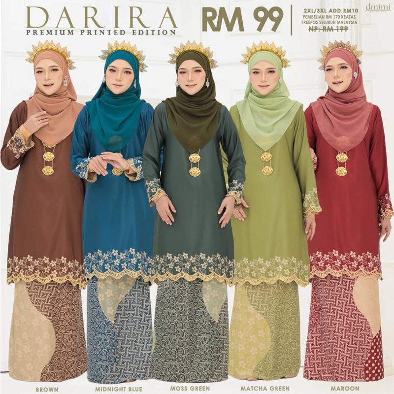 Kurung darira printed batik kurung labuh pahang high kualiti sutera ...