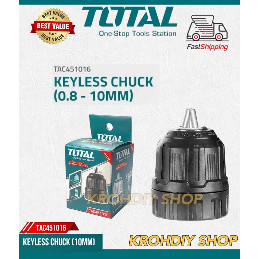 TOTAL 10mm x 3/8'' Keyless Chuck Head suitable for Cordless Drill ...