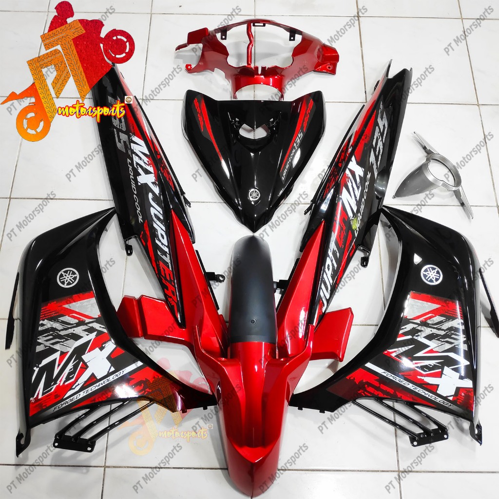 Yamaha LC 135 Lc135 Cover Set Body Coverset Black Red Hitam Merah Black ...
