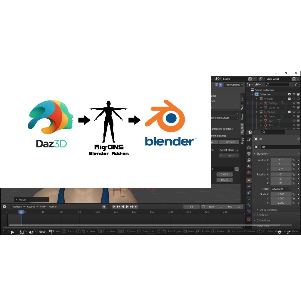 Blender Addons Rig GNS v3.62 (Import DAZ to Blender) TESTED WORK ON 4.1 ...