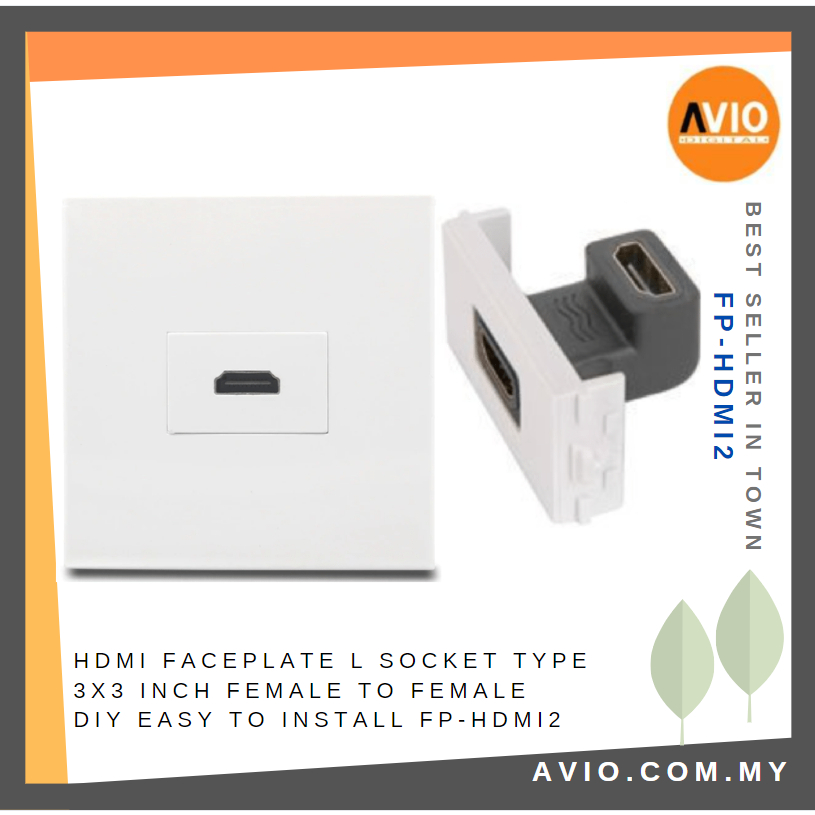 HDMI Faceplate L Socket Joint Type Female to Female 3x3 Inch DIY Easy ...