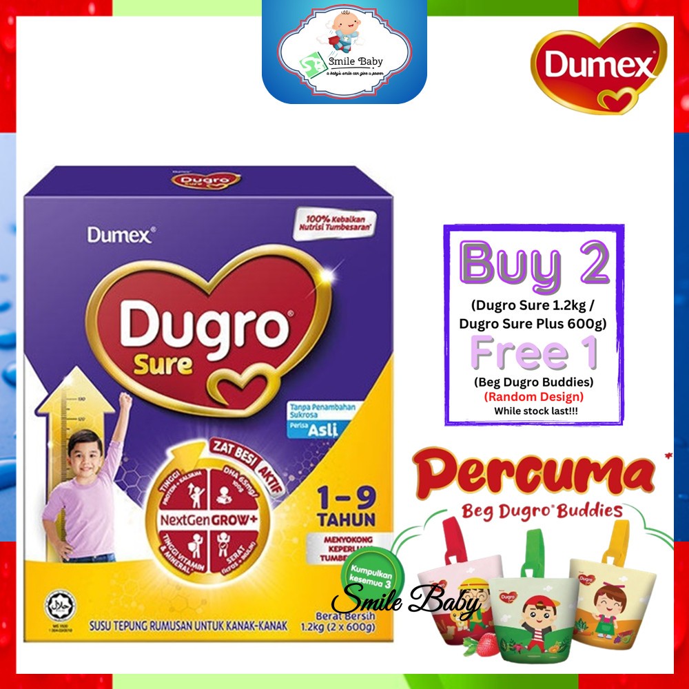 Dumex Dugro Sure 1 - 9 years 1.2kg 1-9 Tahun Exp:09/2024 (Buy 2 box ...