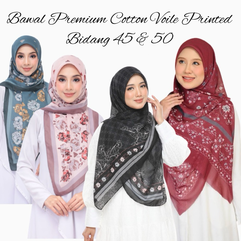 Bawal Premium Cotton Voile Printed Lasercut Corak Labuh Bidang 45 & 50 ...