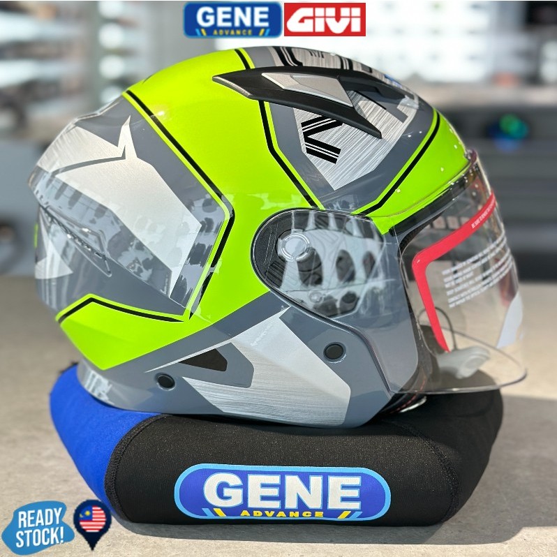 Givi M33.0 Aria Graphic Union Gray Yellow Open Face Jet Helmet 100% ...