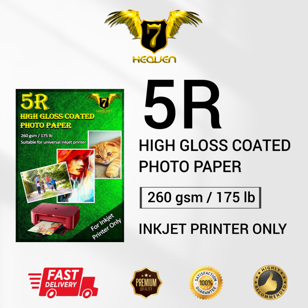 7 Heaven 5R Glossy Photo Paper 260gsm CC for Inkjet Printer | Shopee ...
