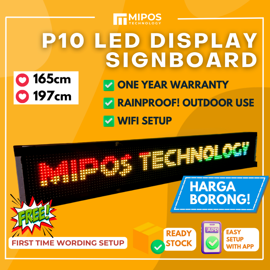 LED Signage Sign Board Running Message【WATERPROOF】 165cm/197cm/Display ...