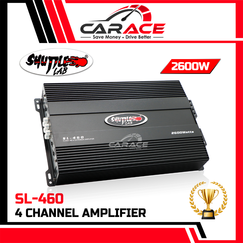 SHUTTLE LAB Amplifier 4 Channel Amplifier 2600W Mosfet SL-460 ClassAB 4CH Car Amplifier 4-CH ...