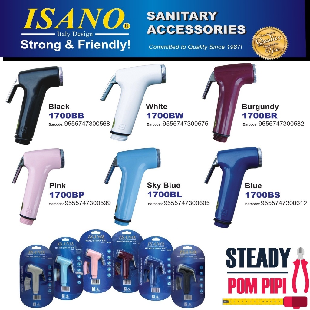 ISANO ABS HAND HELD TOILET BIDET SPRAY SET WITH 1.1M HOSE #7000 / #1700 ...