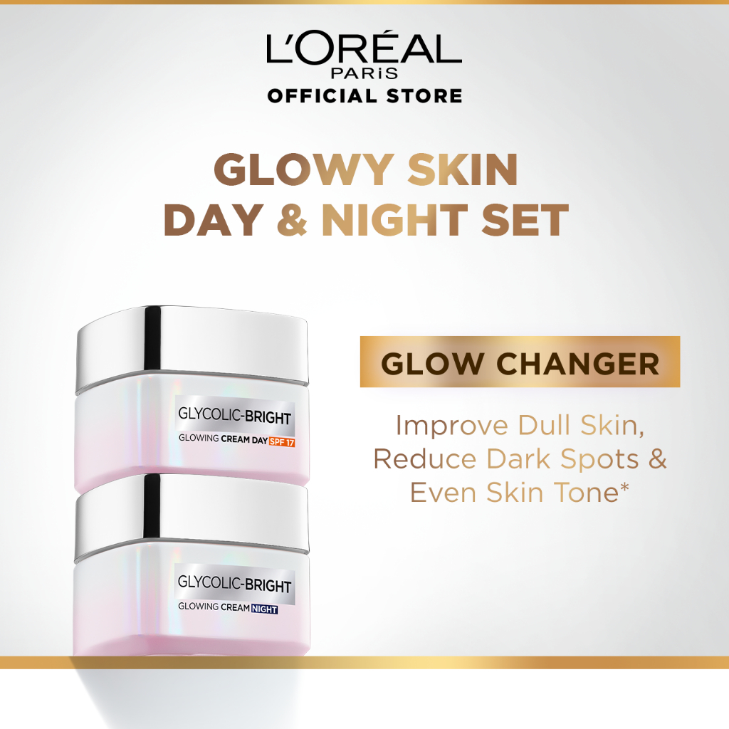 L'Oreal Paris Glycolic-Bright Glowing + Brighter Day (50ml) + Night (50ml x Set of 2) | Shopee ...