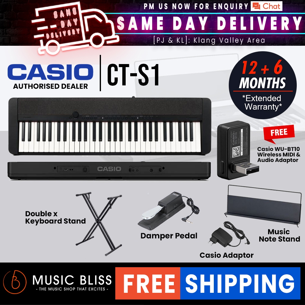 *SAME DAY DELIVERY* Casio CT-S1 61-key Portable Keyboard with FREE WU ...