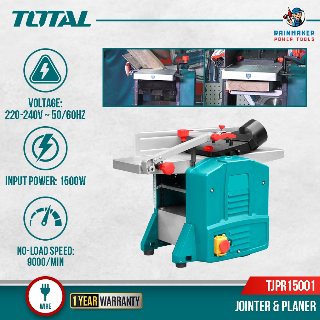 TOTAL Electric 8'' Bench Top 1500W wood thickness planer Jointer/Planer ...