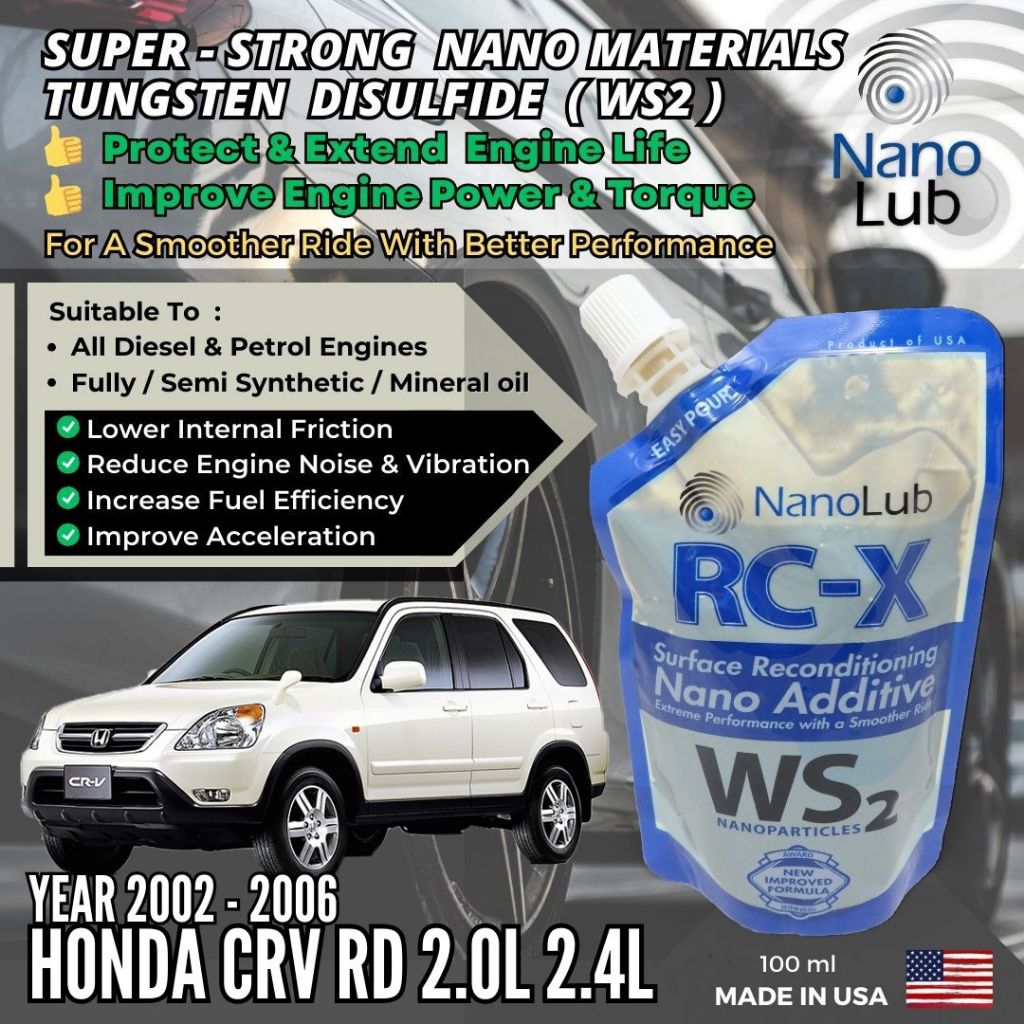 NanoLub RCX WS2 Engine Oil Additive - Honda CRV RD 4-9 2.0L 2.4L ( Year ...