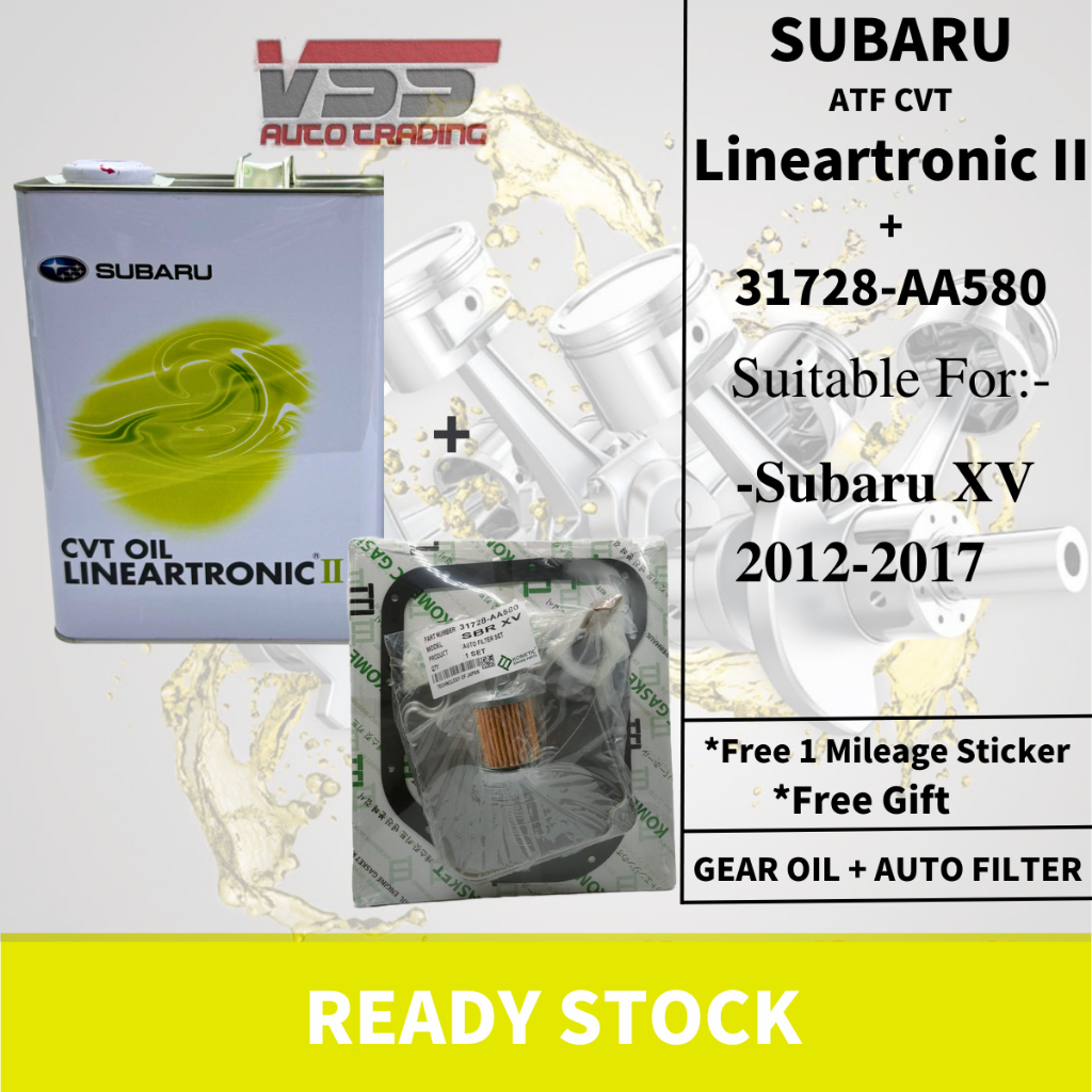 100% ORIGINAL SUBARU CVT OIL LINEARTRONIC 2 (4 LITRE) + Auto Filter XV ...