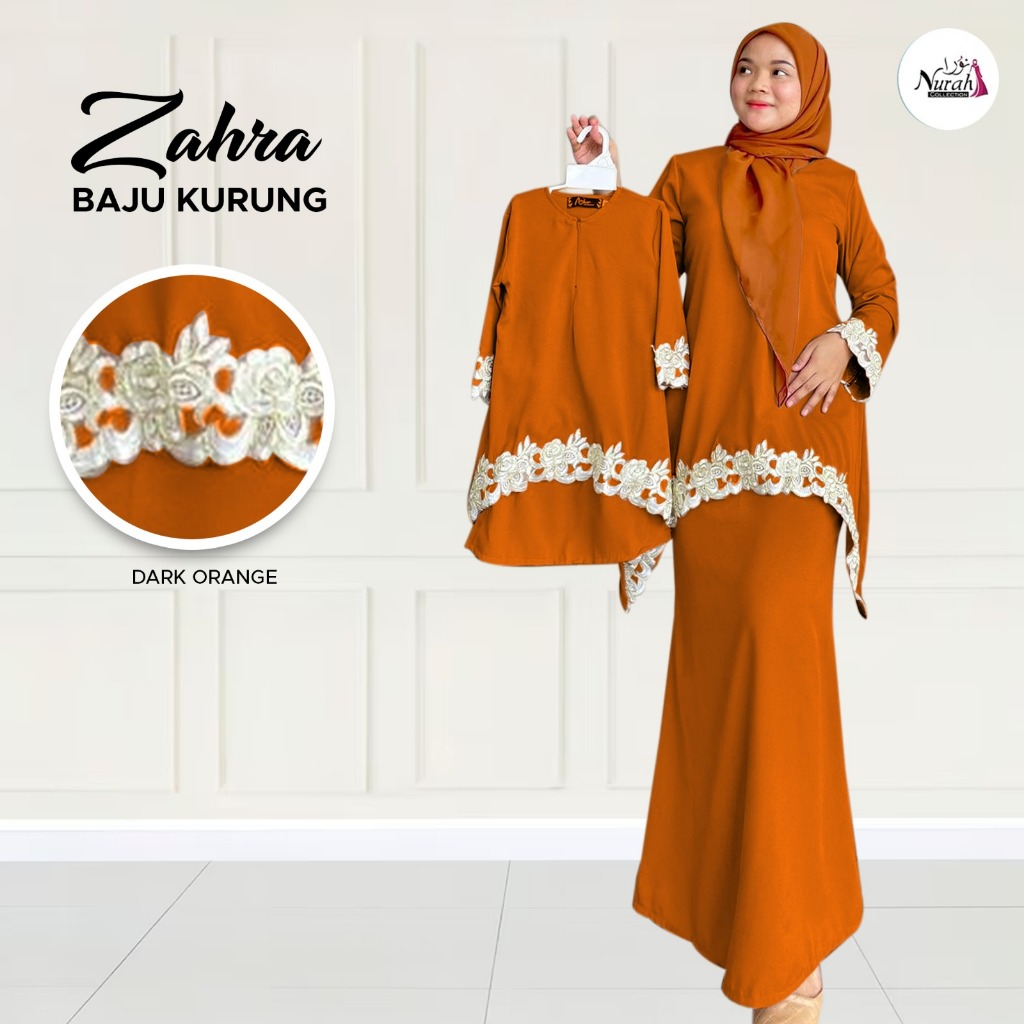 Baju Kurang zohra With Gold Outline Lace New Arrival Baju Raya 2024 ...