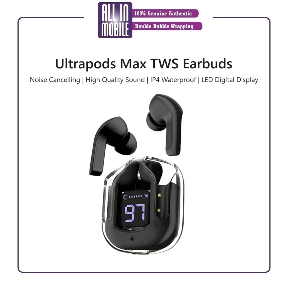 Ultrapods Max Transparent TWS 5.3 Wireless Bluetooth Earbuds LED ...
