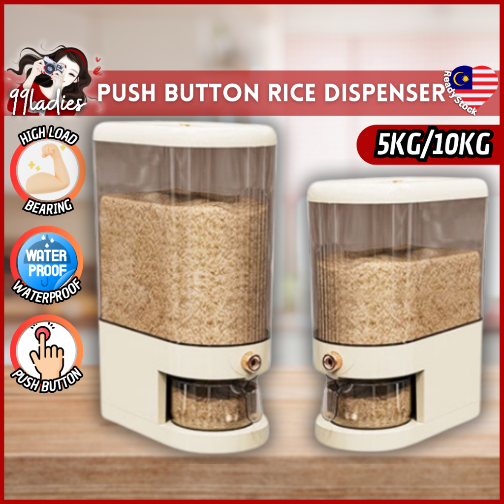 99LADIES 5KG/10KG Slim Rice Dispenser Box Automatic Rice Container Free ...