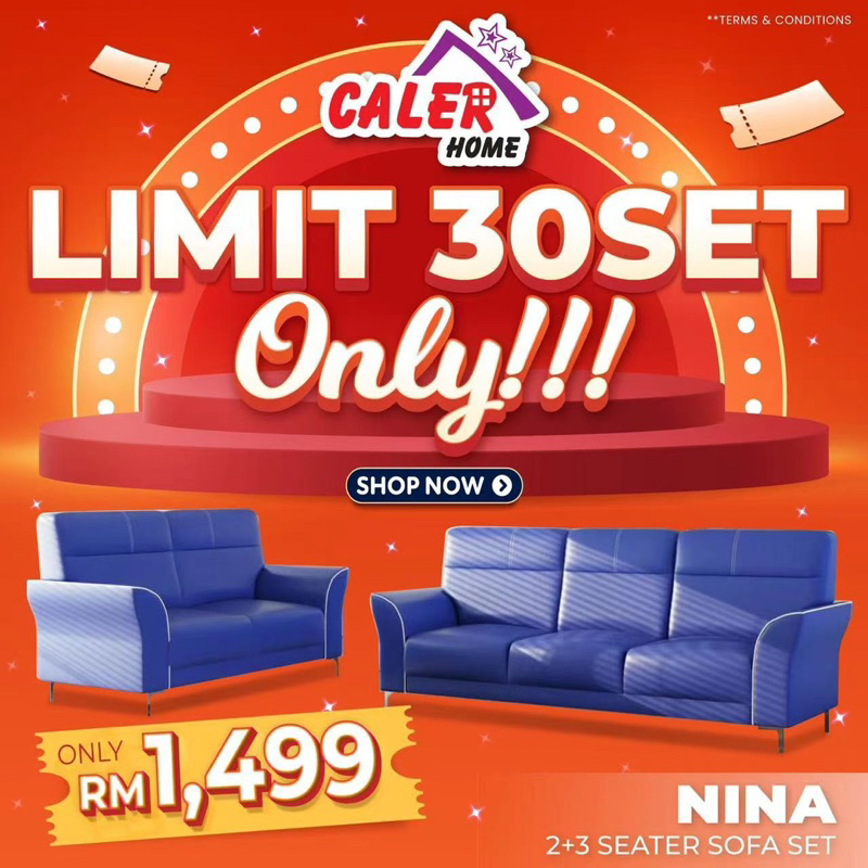 Caler Home Nina 2+3 Seater PVC Leather Sofa Set | Shopee Malaysia