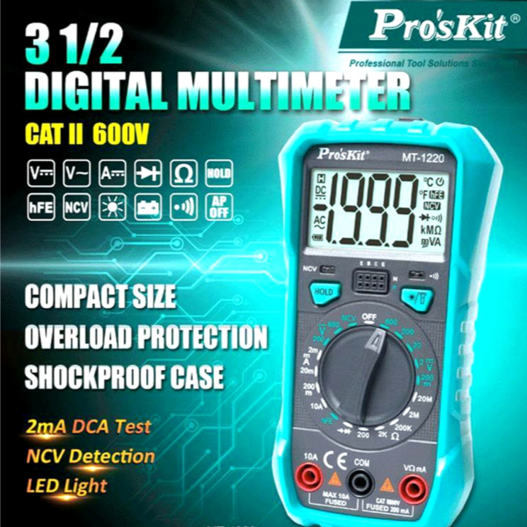 Pro'sKit MT1220 3 1/2 Digital Multimeter(Battery included) | Shopee ...