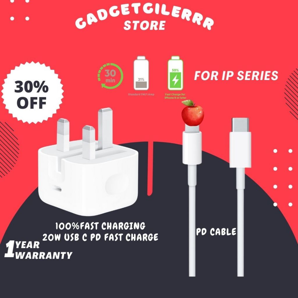 Fast Charging PD 20W USB-C Fast Charger For iP Compatible PLUG CHARGER ...