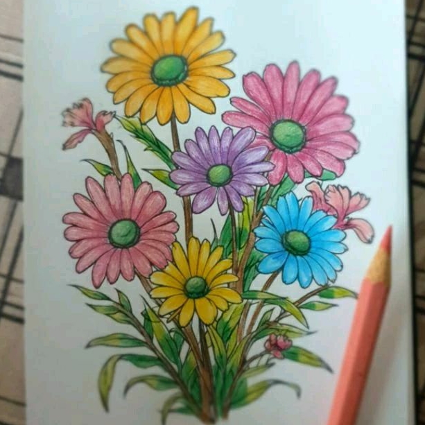 (50/100pcs) FLOWERs Colouring Book For Kids / Buku Mewarna Bunga ...