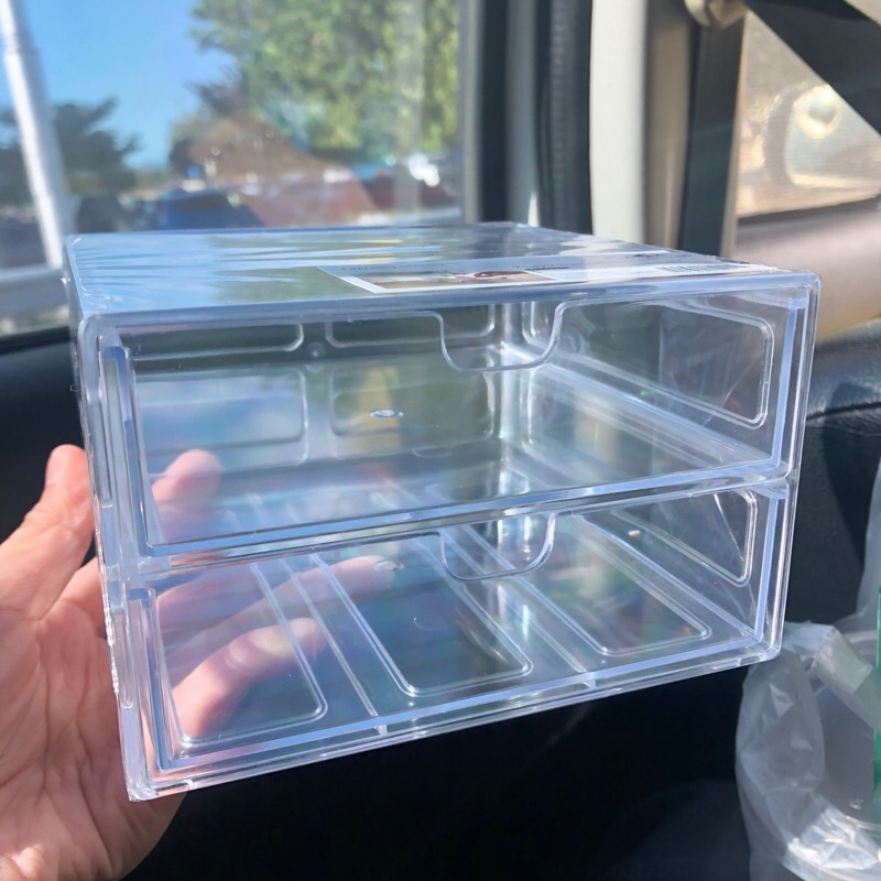 2 Layer Transparent Drawer Case Desk Organizer(13x13x8cm) | Shopee Malaysia