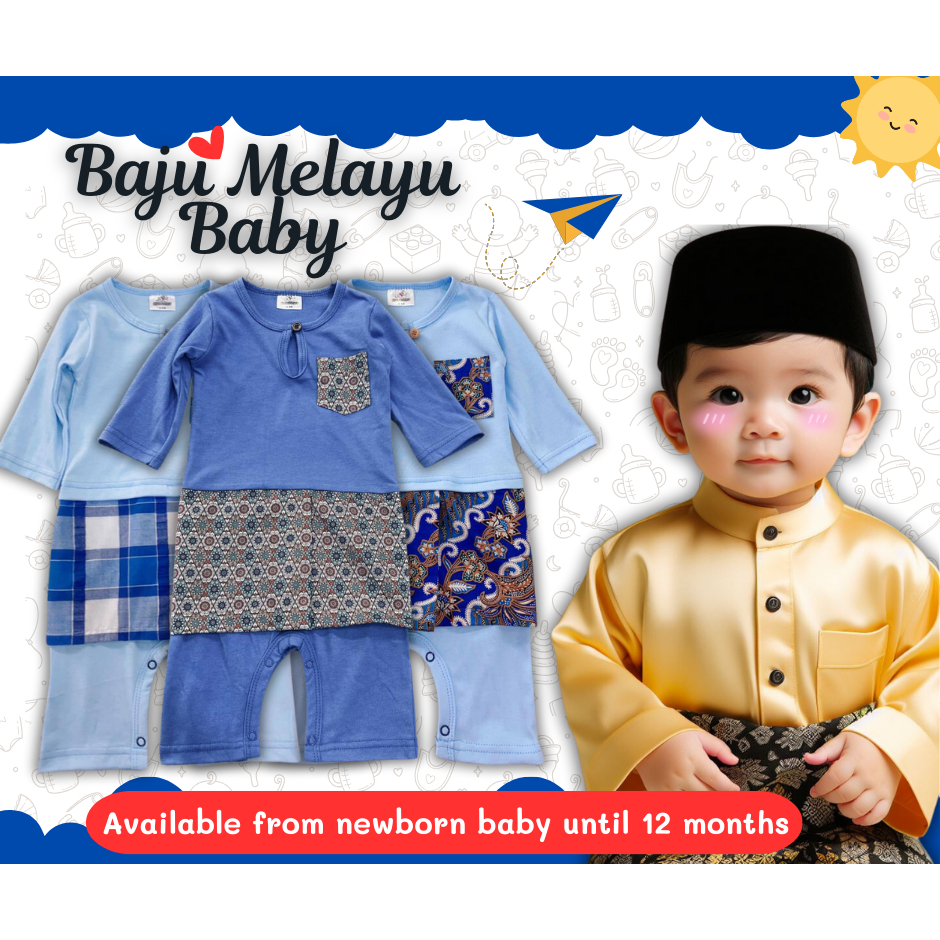 BAJU MELAYU BABY BOY ROMPER RAYA BLUE MINT LIGHT BLUE BABY BLUE SKY ...