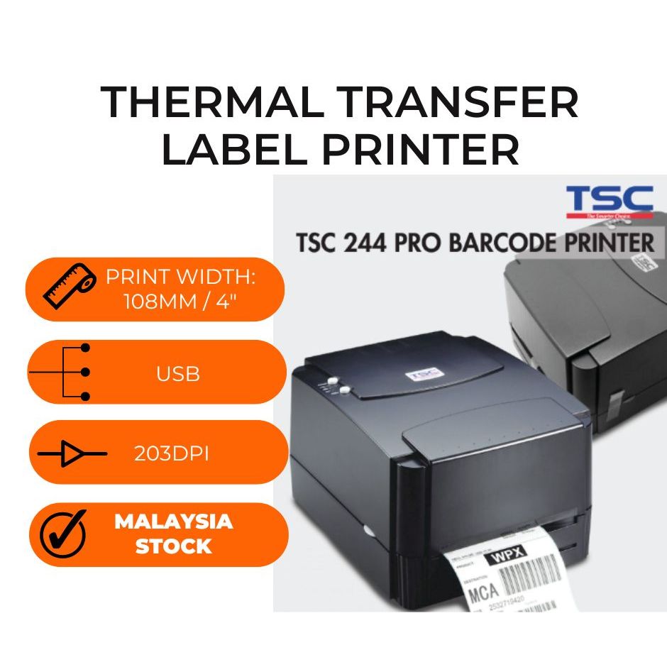 TSC TTP 244 Pro Barcode Printer Thermal Label Printer | Shopee Malaysia