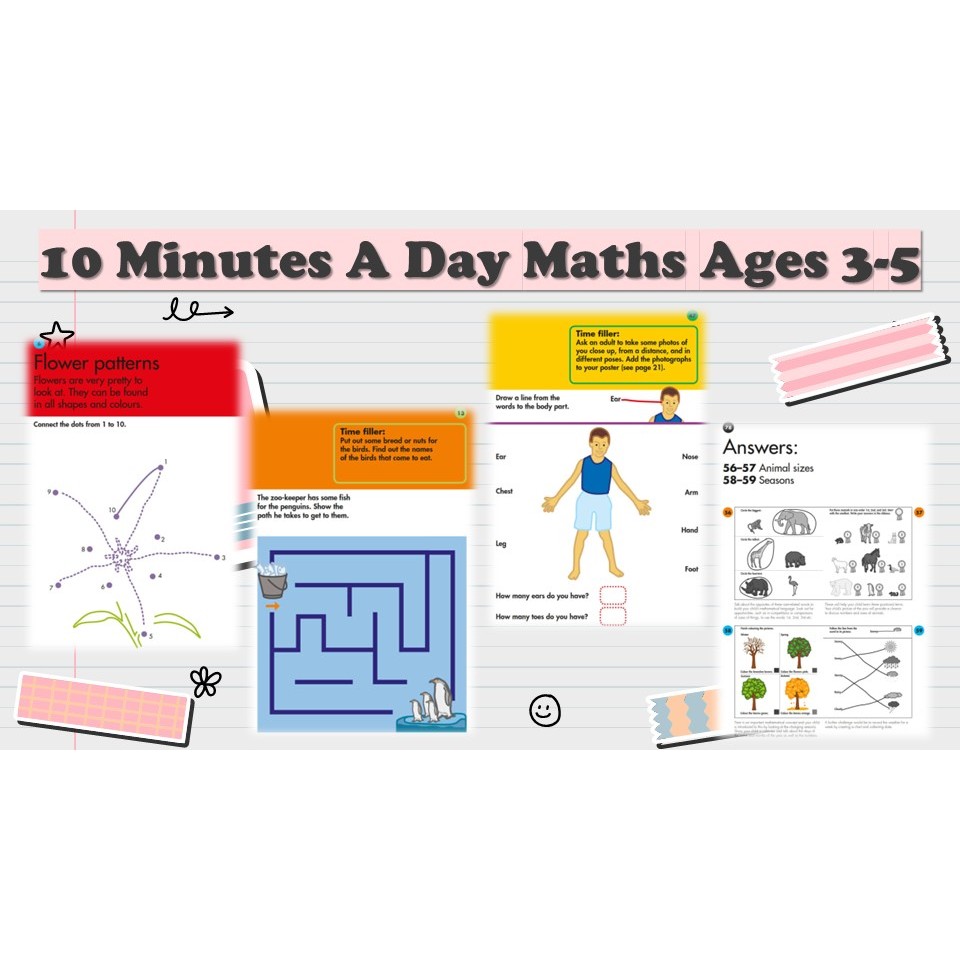 [P222] 83 pages 10 Minutes A Day Maths, Ages 3-5 (Preschool) Worksheet ...