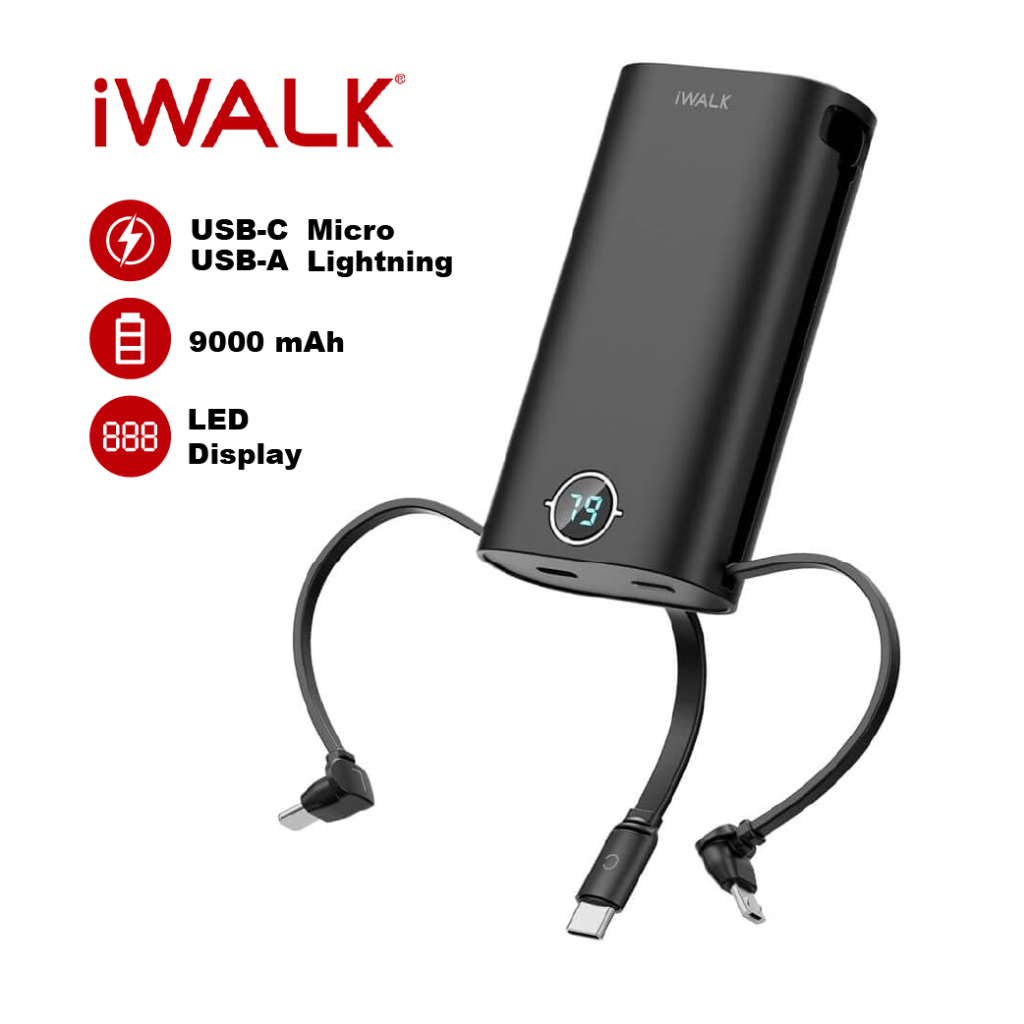 iWalk PowerSquid Mini Portable Powerbank 3 in 1 Cable Type C Fast ...