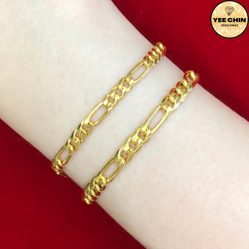 Yee Chin Emas 916 Rantai Tangan Gajah Paper Clip Kosong Fesyen ...