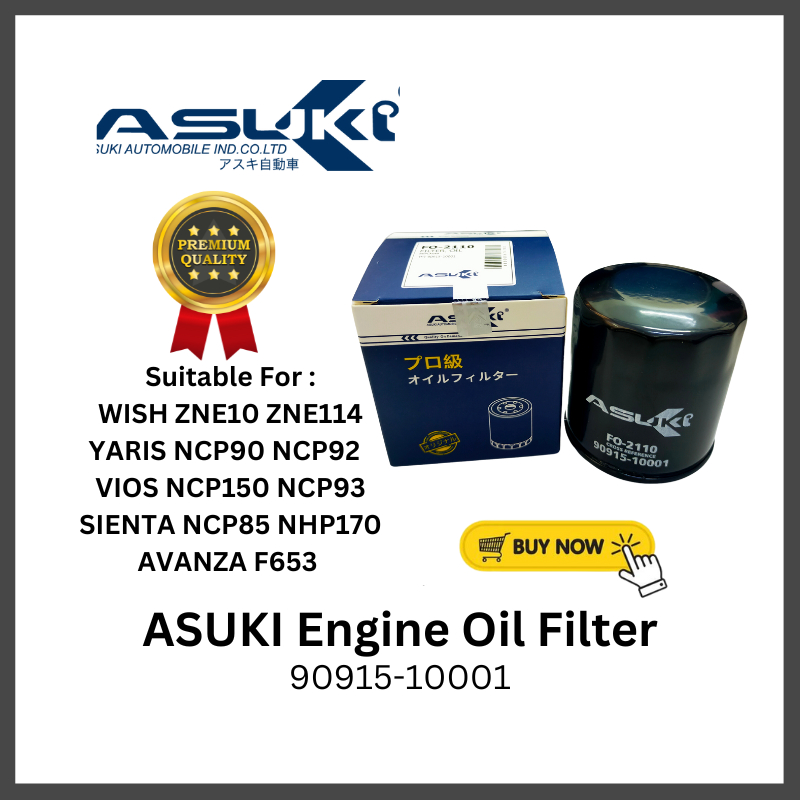 ASUKI Engine Oil Filter Toyota Wish ZNE10 ZNE14 Yaris NCP92 NCP151 Vios ...