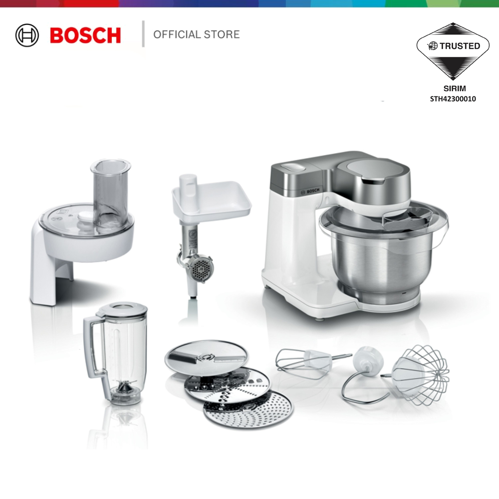 Bosch Series 2 Kitchen Machine - White/Silver (3.8L/900W) MUMS2VS30 ...
