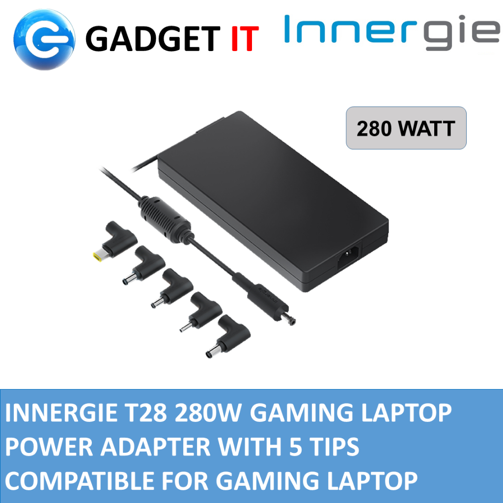 INNERGIE T28 280W GAMING LAPTOP POWER ADAPTER WITH 5 TIPS COMPATIBLE ...