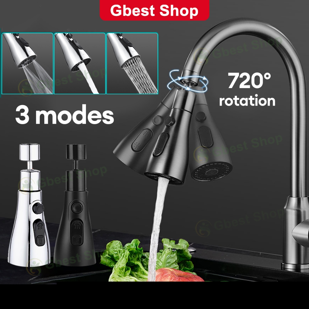 360° Rotatable Faucet Extender Adjustable Sink Sprayer High Pressure ...