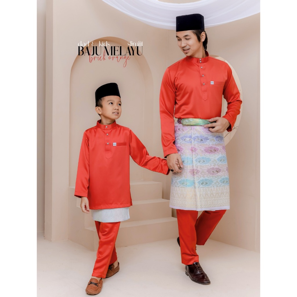 MOFF Baju Melayu slim fit | Sakura Slimfit in ORANGE BRICK I BAJU MELAYU DEWASA | BAJU MELAYU ...